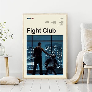 Mid Century Modern Fight Club Movie Poster, Retro Movie Print, Modern ...