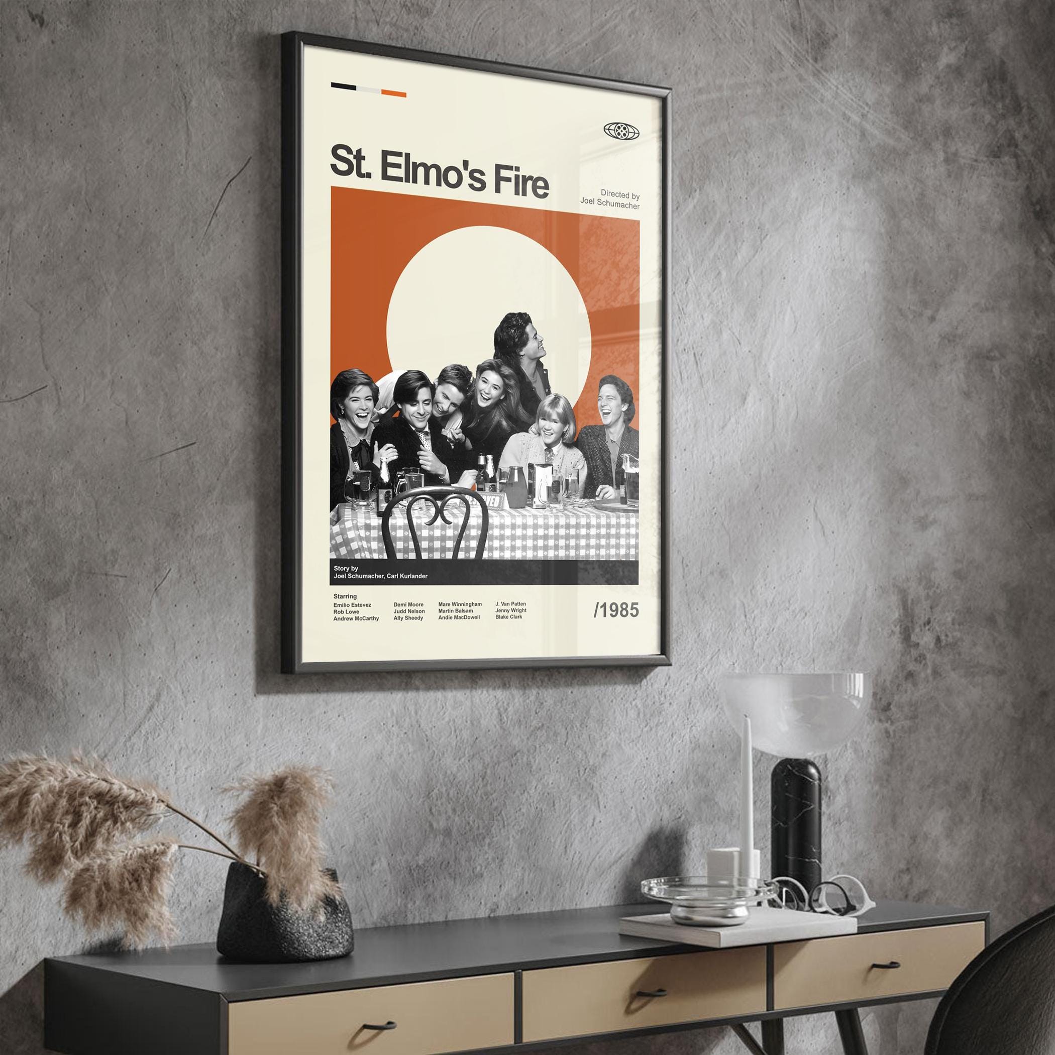 Mid Century Modern St Elmo's Fire Poster, Retro Movie Print, Modern ...