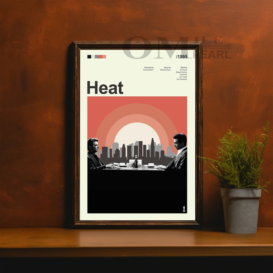 Mid Century Modern Heat Movie Poster, Retro Movie Print, Modern Vintage ...