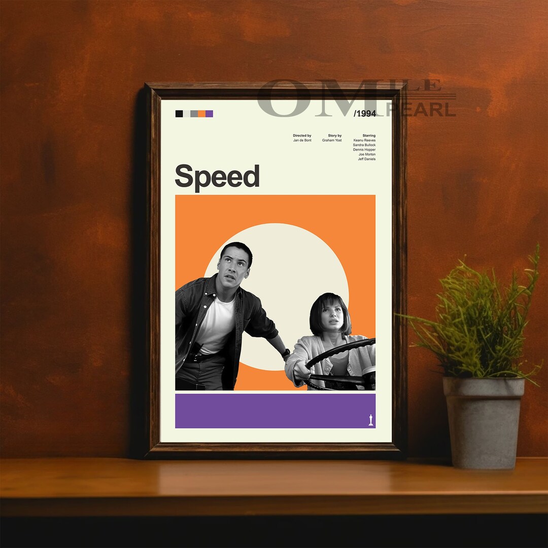 Mid Century Modern Speed Movie Poster, Retro Movie Print, Modern ...