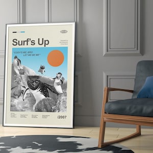 Mid Century Modern Surfs up Poster, Minimalist Movie Poster, Retro Wall ...