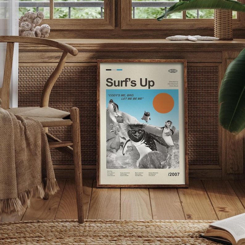 Mid Century Modern Surfs up Poster, Minimalist Movie Poster, Retro Wall ...