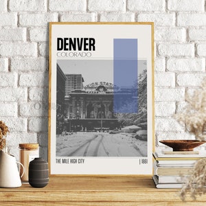 Mid Century Modern Denver Colorado Travel Poster, Retro Wall Art ...