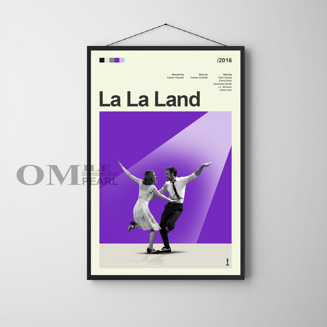 Mid Century Modern La La Land Movie Poster, Retro Movie Print, Modern ...