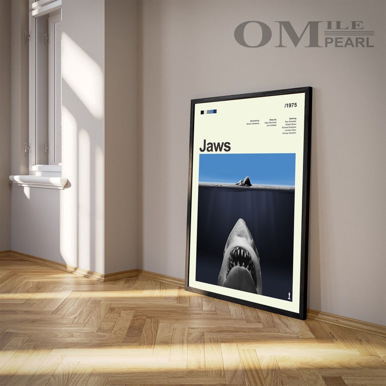 Mid Century Modern Jaws Movie Poster, Retro Movie Print, Modern Vintage ...