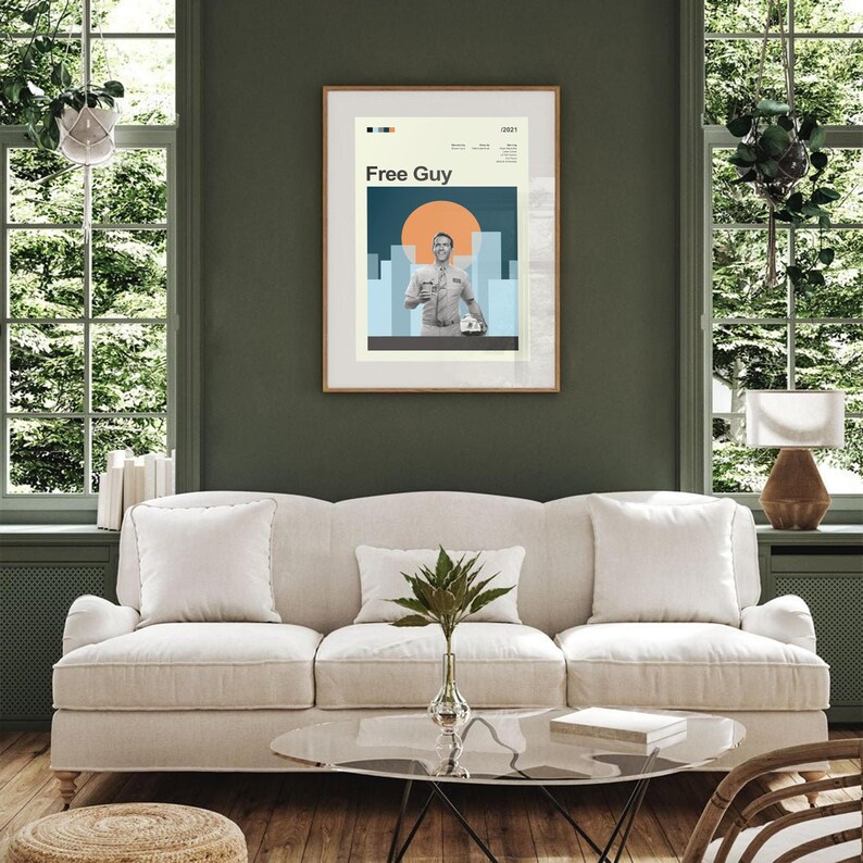 Mid Century Modern Free Guy Movie Poster, Retro Movie Print, Modern ...