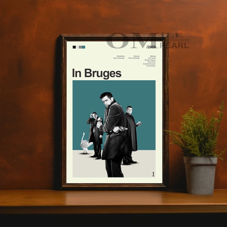 Mid Century Modern in Bruges Movie Poster, Retro Movie Print, Modern ...