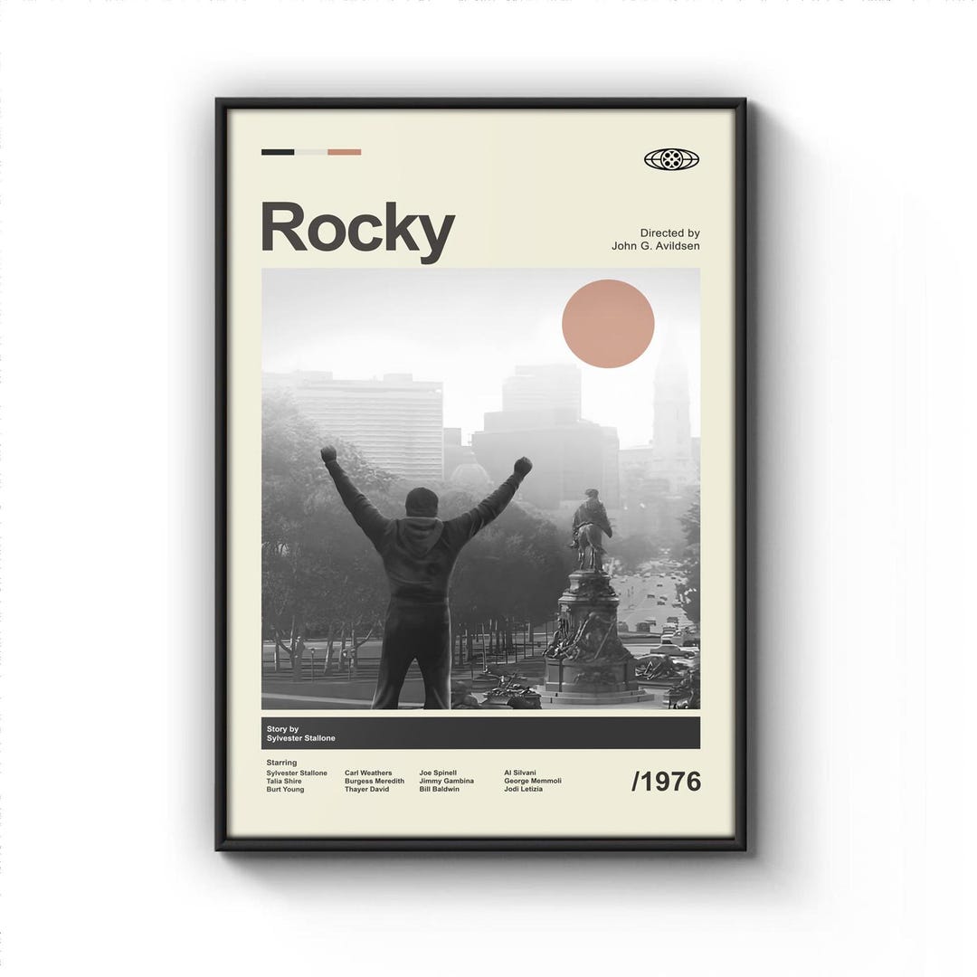 Mid Century Modern Rocky Movie Poster, Retro Movie Print, Modern ...