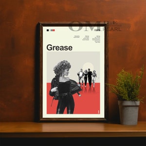 Mid Century Modern Grease Movie Poster, Retro Movie Print, Modern ...