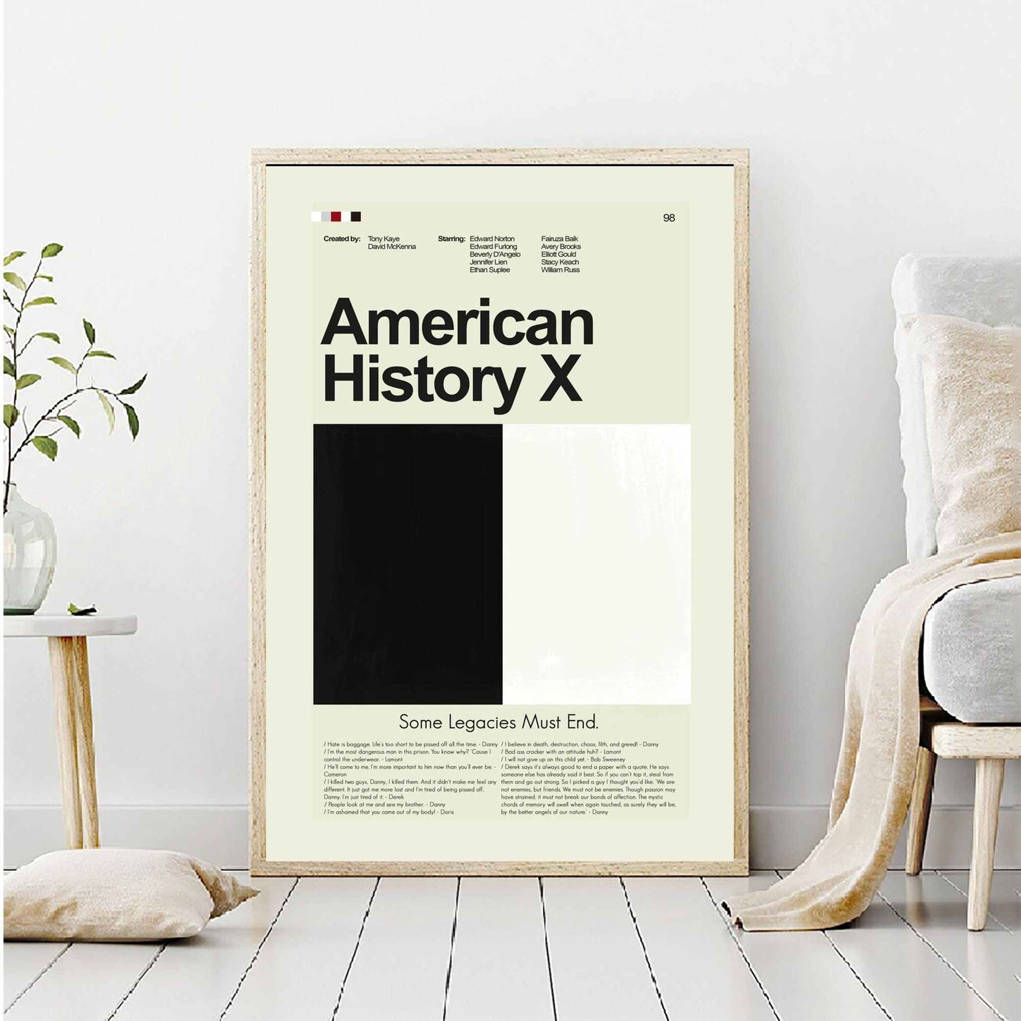 Mid Century Modern American History X Movie Poster Retro - Etsy