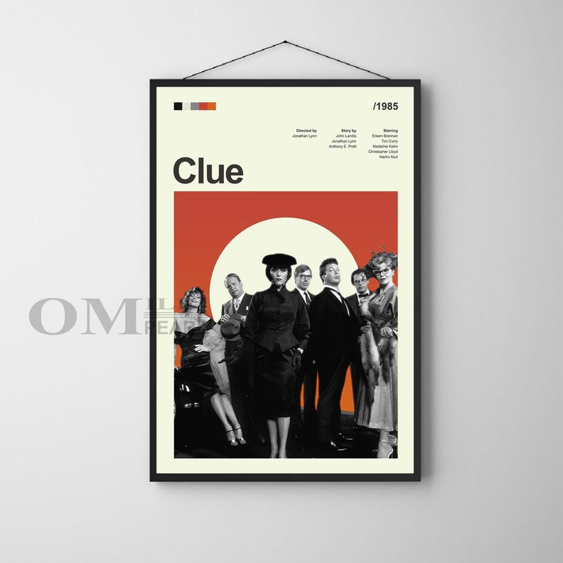 Mid Century Modern Clue Movie Poster, Retro Movie Print, Modern Vintage ...