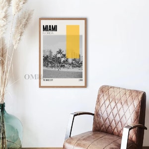 Mid Century Modern Miami Florida Travel Poster, Retro Wall Art, Vintage ...