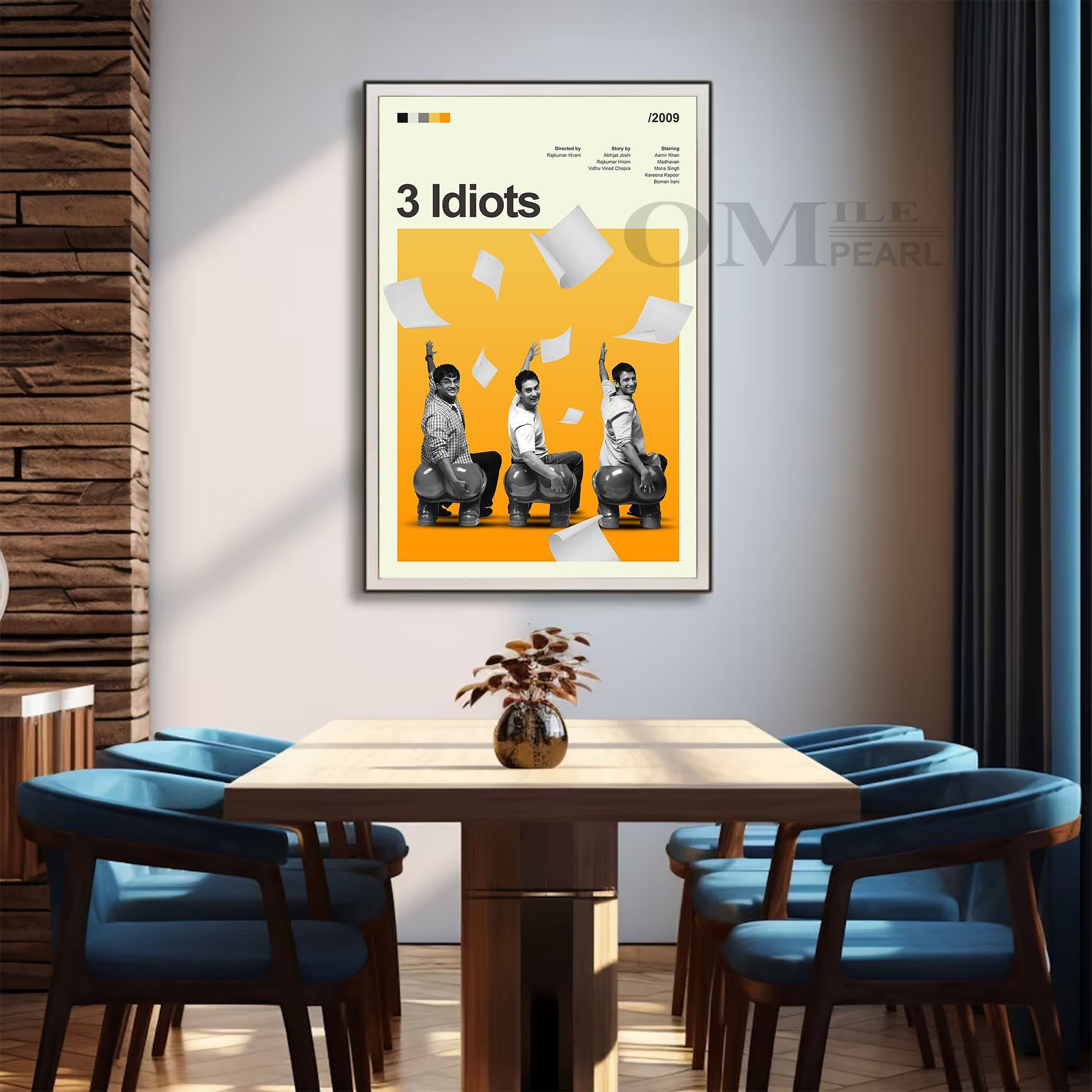 Mid Century Modern 3 Idiots Movie Poster, Retro Movie Print, Modern ...