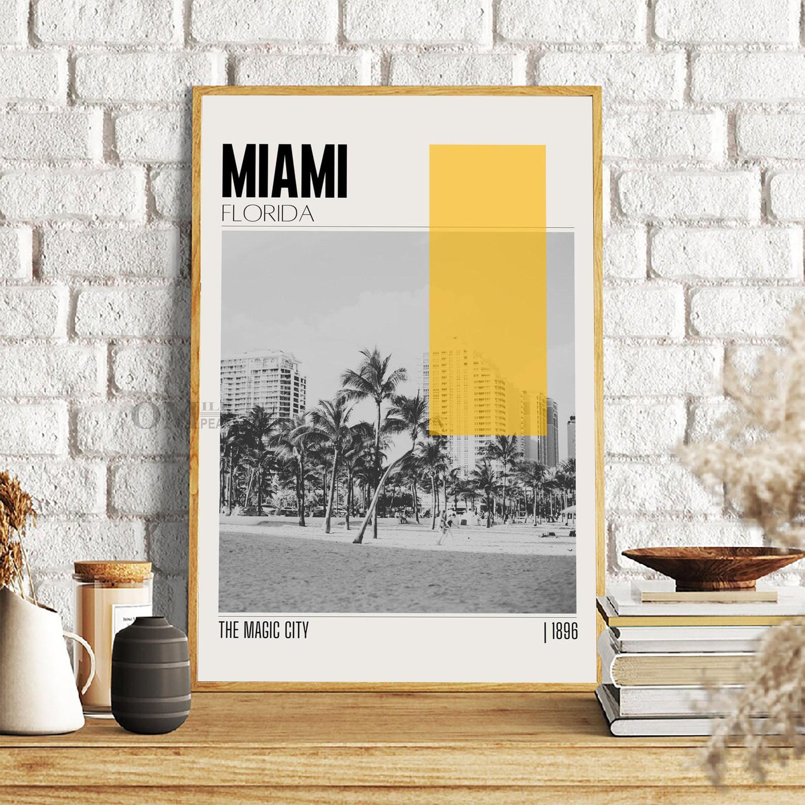 Mid Century Modern Miami Florida Travel Poster, Retro Wall Art, Vintage ...