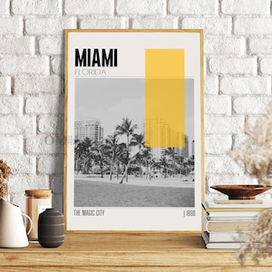 Mid Century Modern Miami Florida Travel Poster, Retro Wall Art, Vintage ...