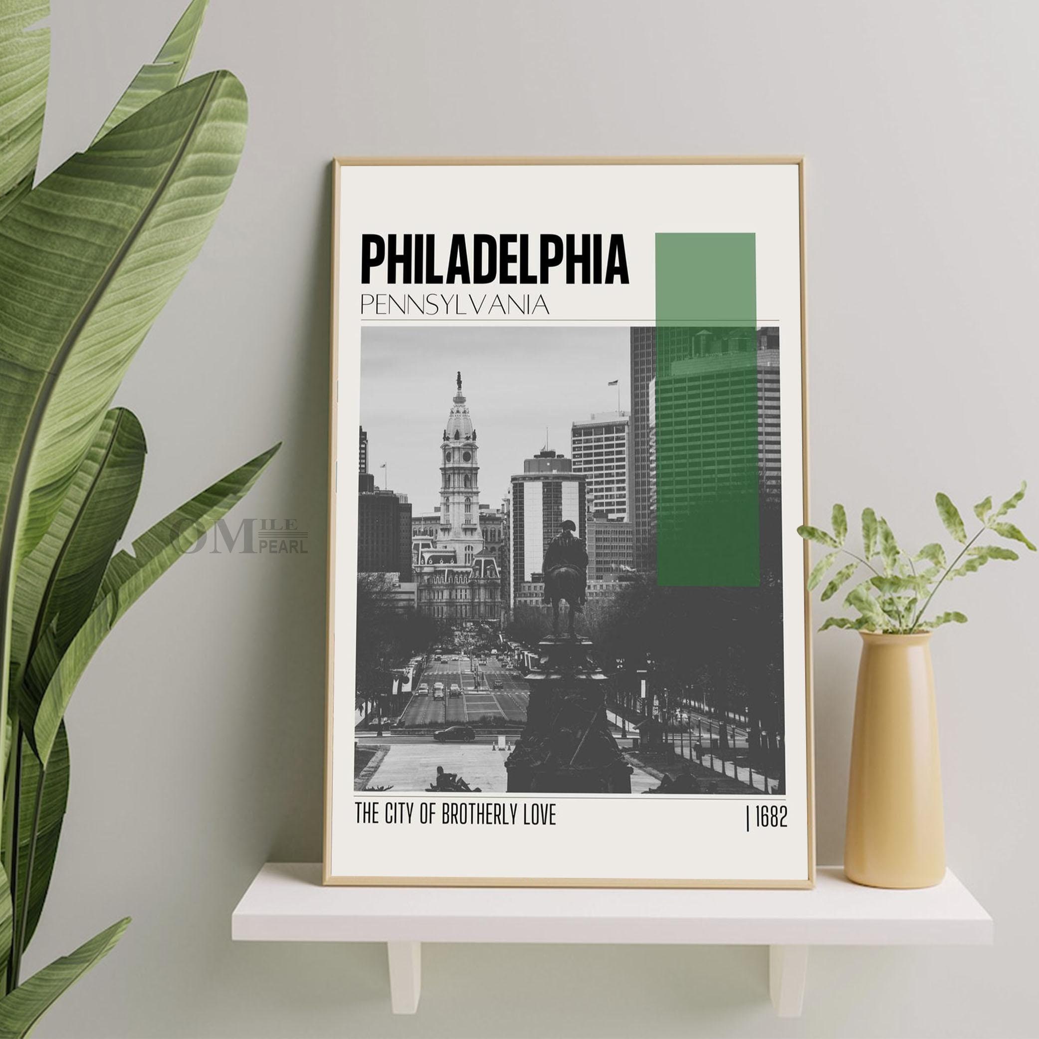 Mid Century Modern Philadelphia Pennsylvania Travel Poster, Retro Wall ...