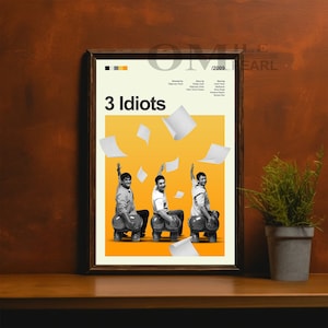 Mid Century Modern 3 Idiots Movie Poster, Retro Movie Print, Modern ...