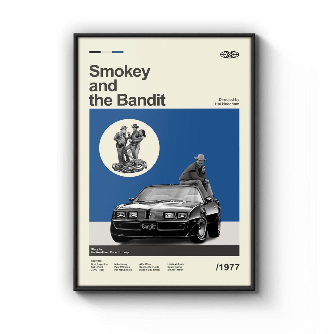Mid Century Modern Smokey and the Bandit Movie Poster, Retro Movie ...