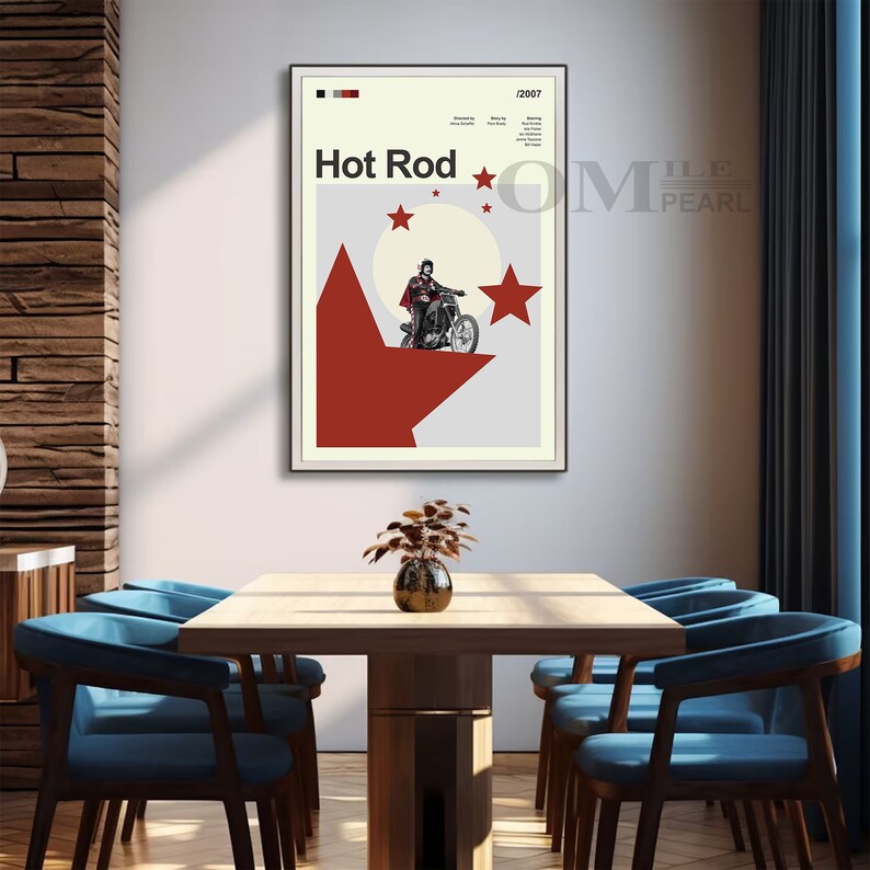 Mid Century Modern Hot Rod Movie Poster, Retro Movie Print, Modern ...