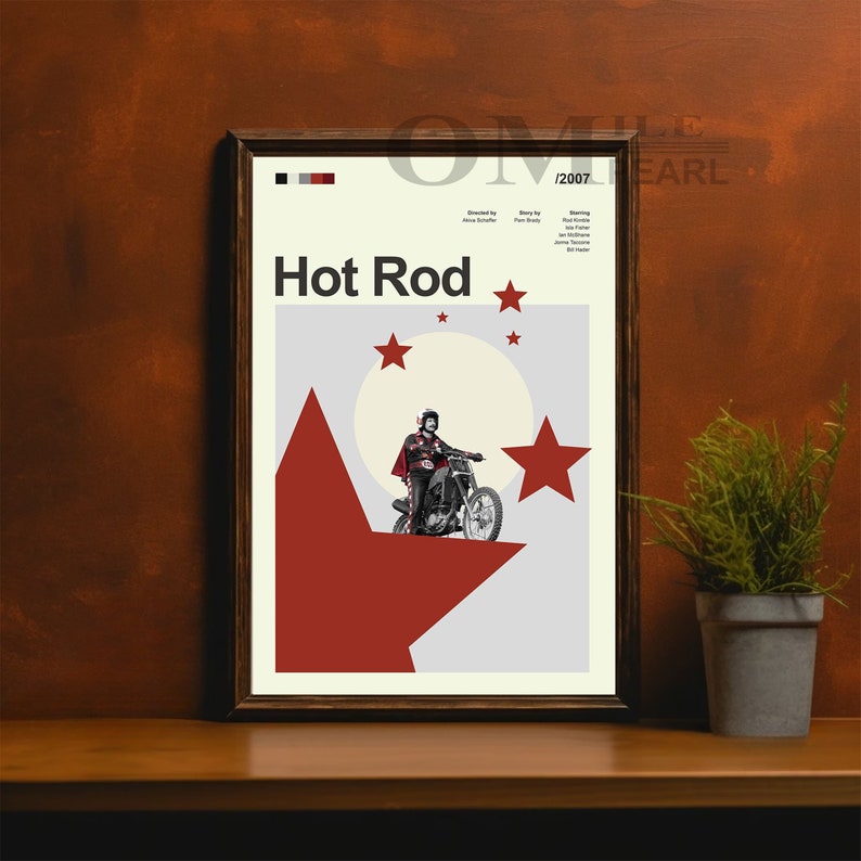 Mid Century Modern Hot Rod Movie Poster, Retro Movie Print, Modern ...