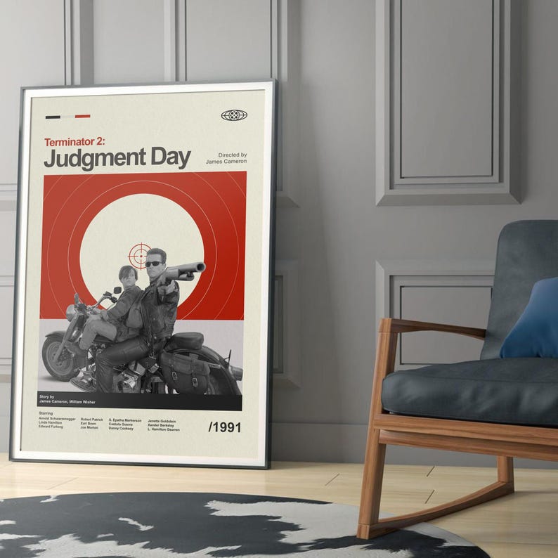 Mid Century Modern Terminator 2 Judgment Day Movie Poster, Minimalist ...