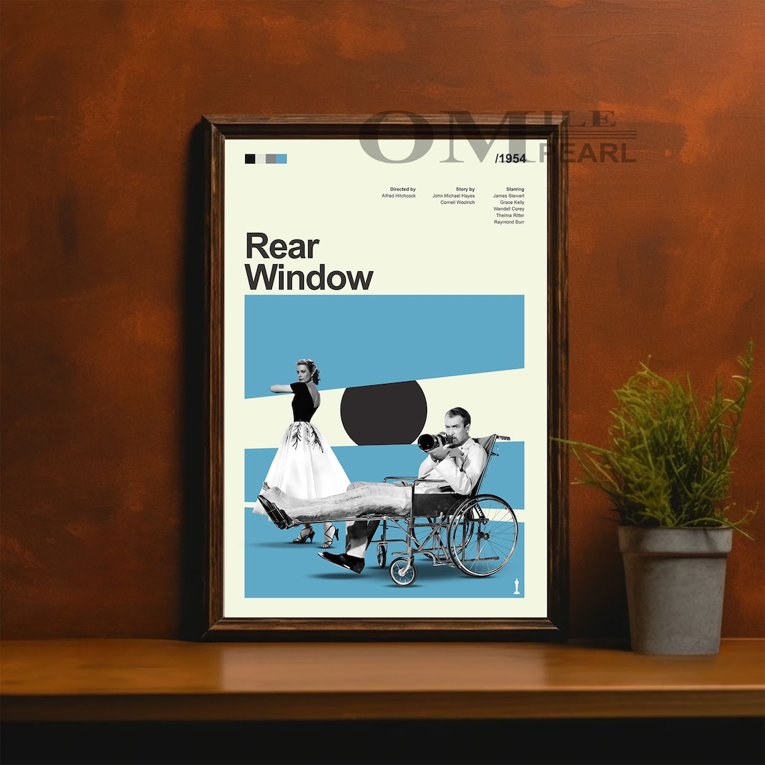 Mid Century Modern Rear Window Movie Poster, Retro Movie Print, Modern ...