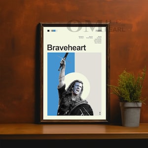 Mid Century Modern Braveheart Movie Poster, Retro Movie Print, Modern ...