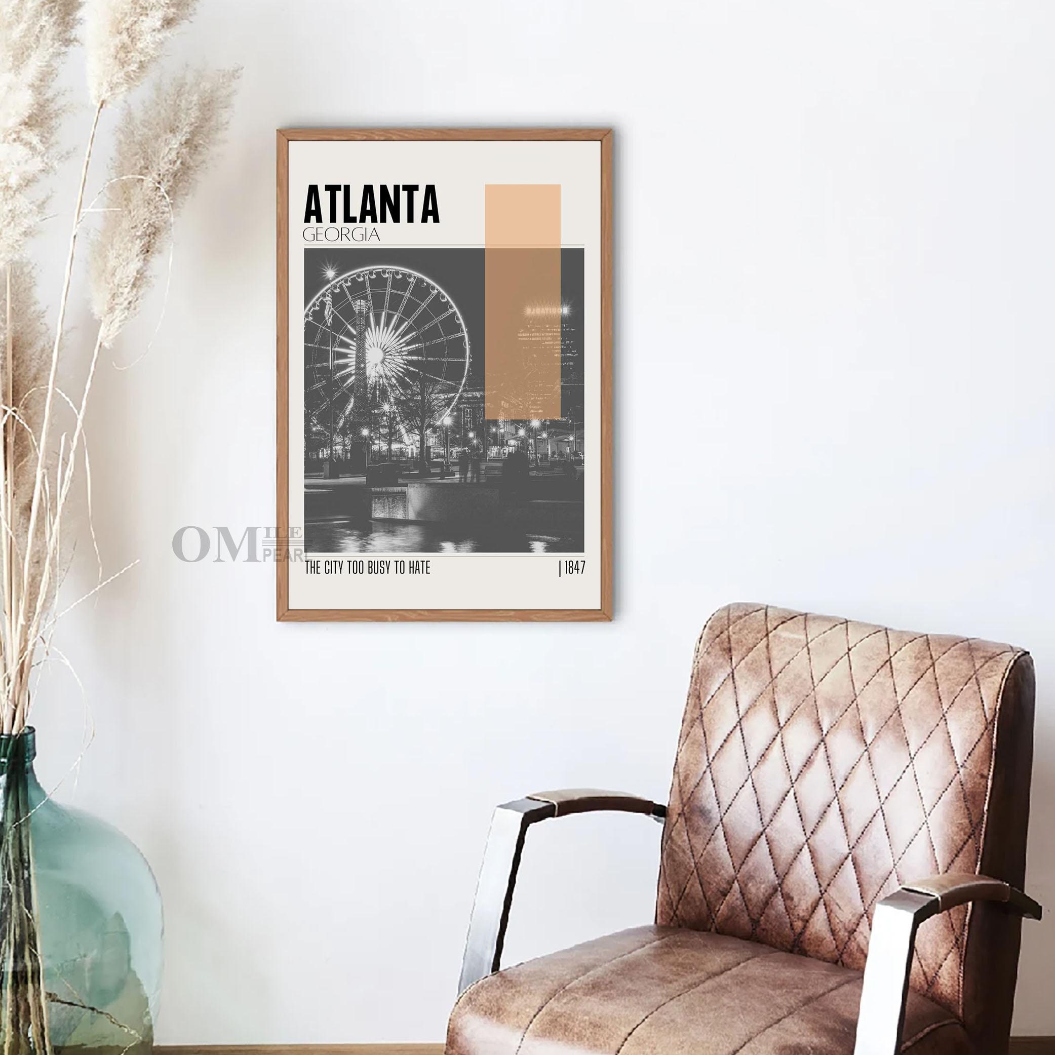 Mid Century Modern Atlanta Georgia Travel Poster, Retro Wall Art ...