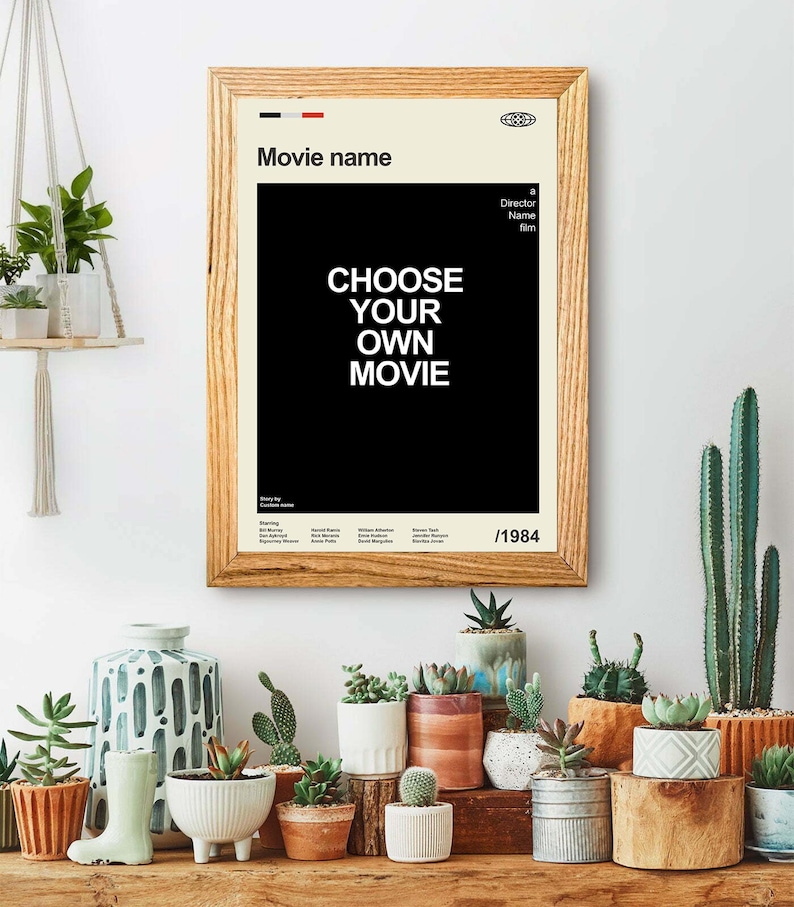 Mid Century Modern Custom Movie Posters, Retro Movie Print, Modern ...