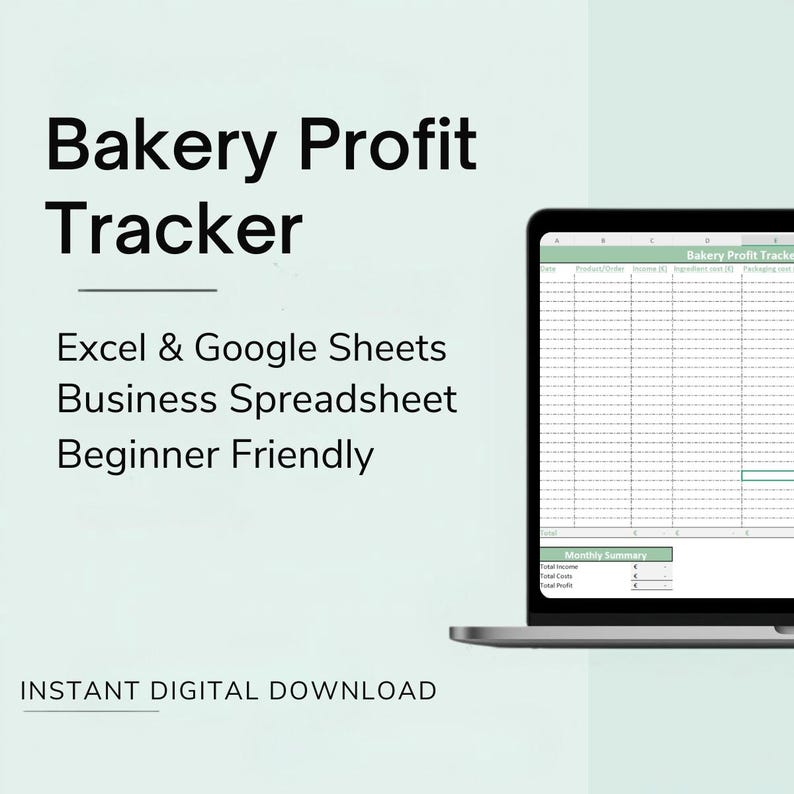 Bakery Profit Tracker | Income & Expense Spreadsheet (digital Download ...