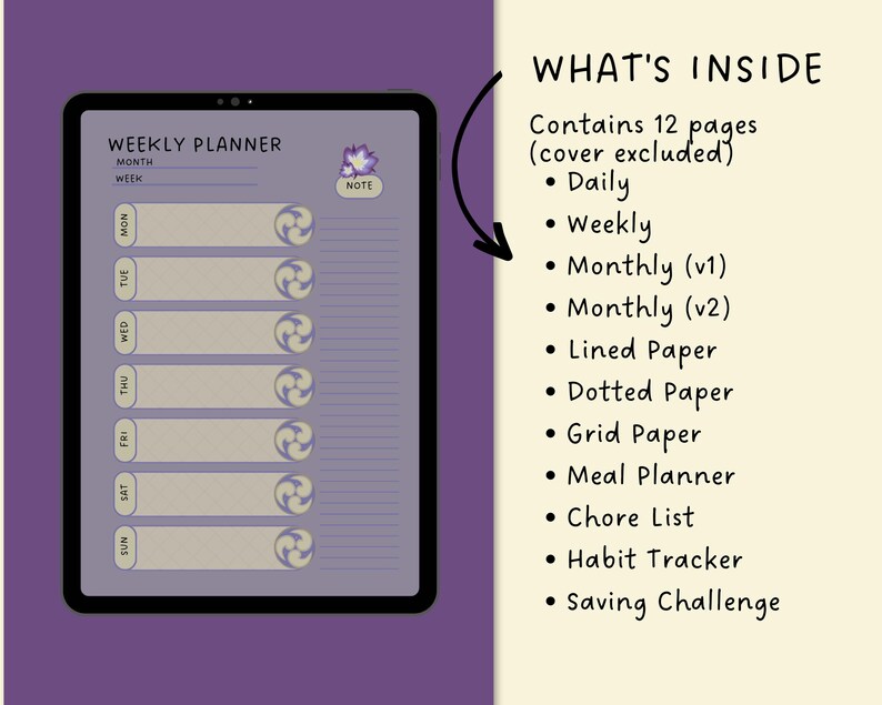Genshin Impact Raiden Ei Theme, Undated Printable Planner, Daily, Weekly, Monthly Planner, Habit ...