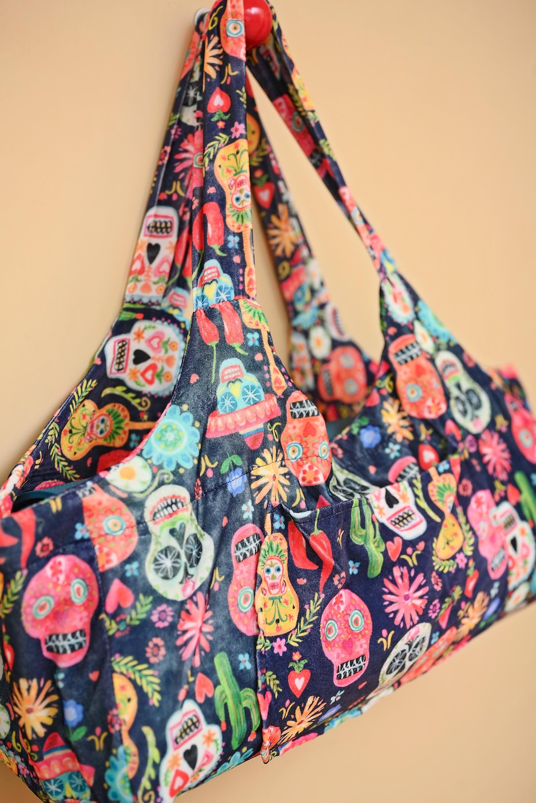 Día De Los Muertos Yoga Mat Bag: Velvet Cotton, Skull & Floral Print - Etsy