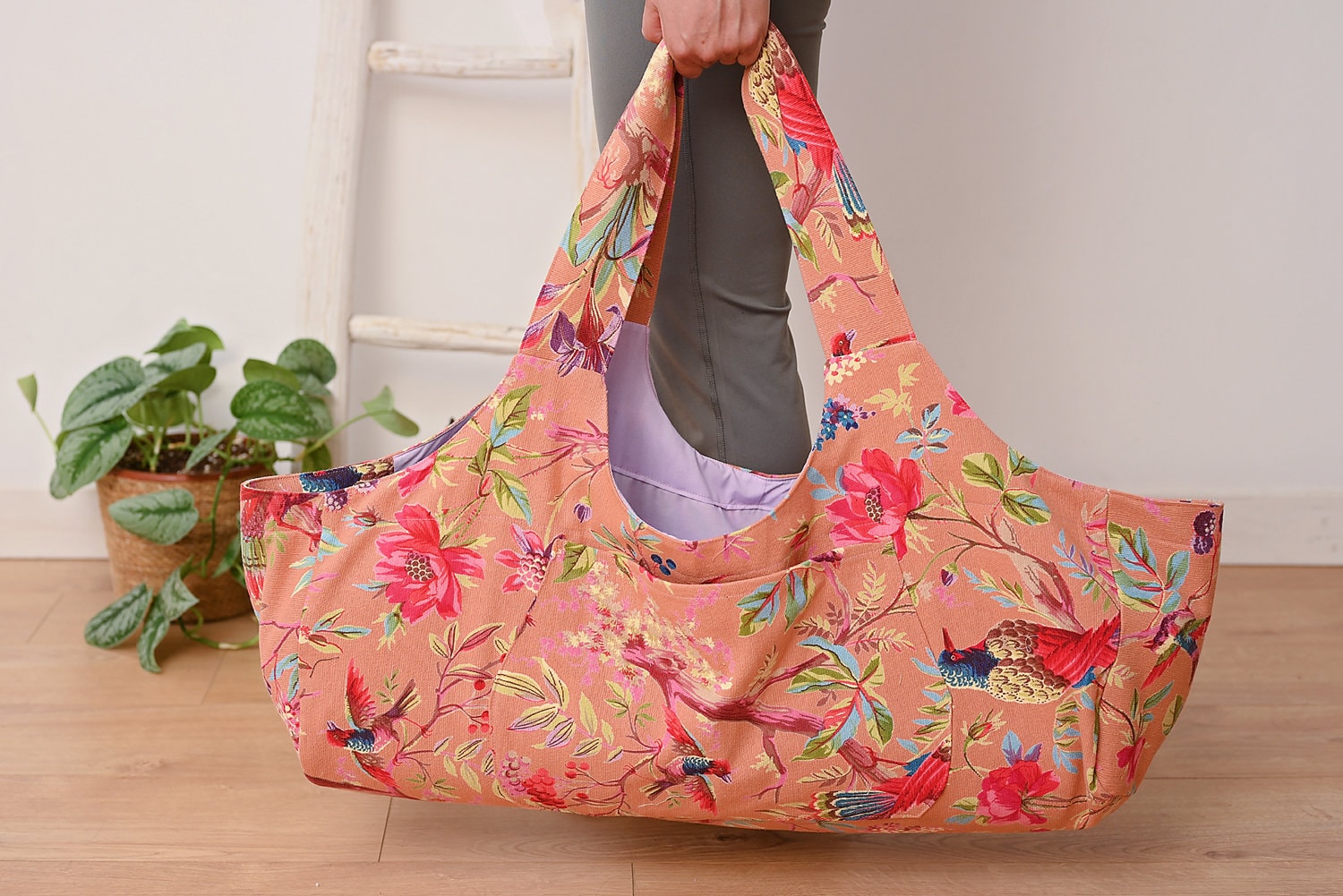 Large Yoga Mat Bag Pilates Mat Bag Cotton Fabric - Etsy