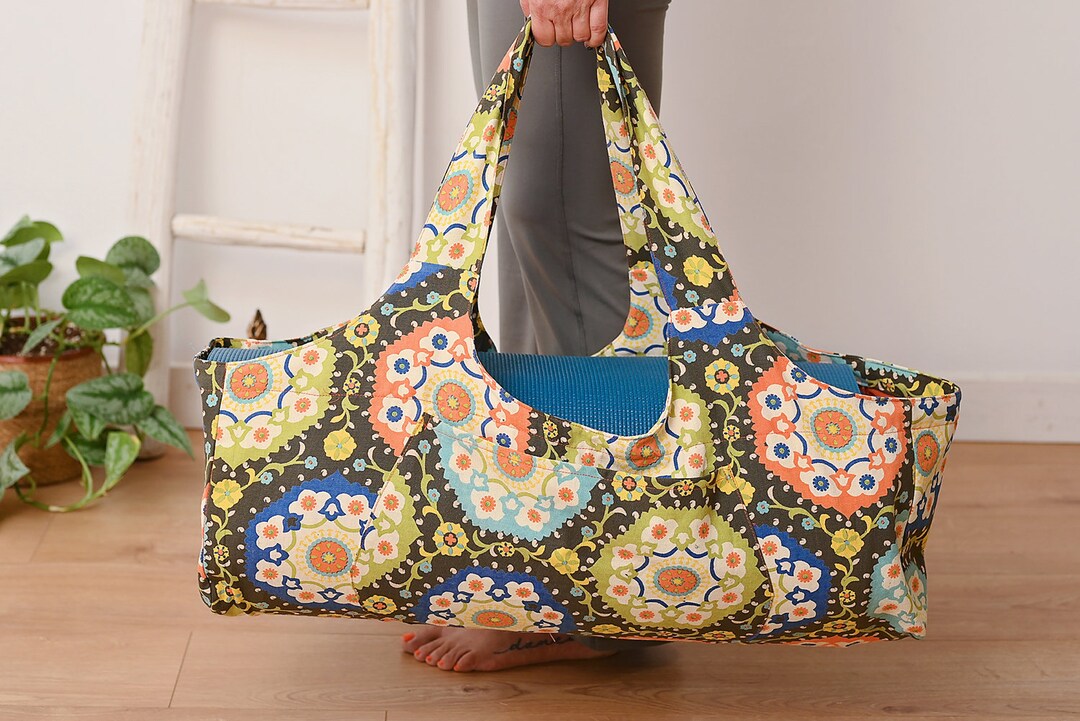 Large Yoga Mat Bag Pilates Mat Bag Cotton Fabric - Etsy