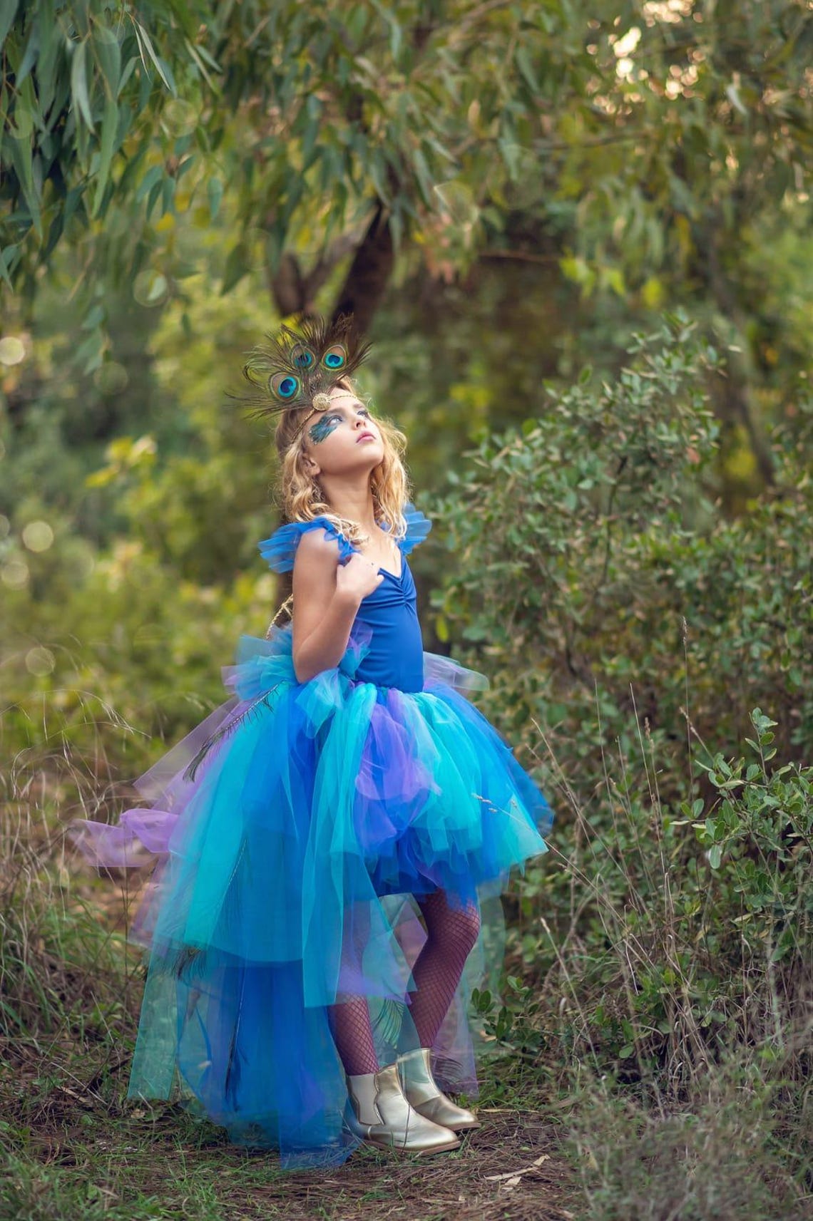 Blue Peacock Tutu Costume Halloween For Girls Etsy
