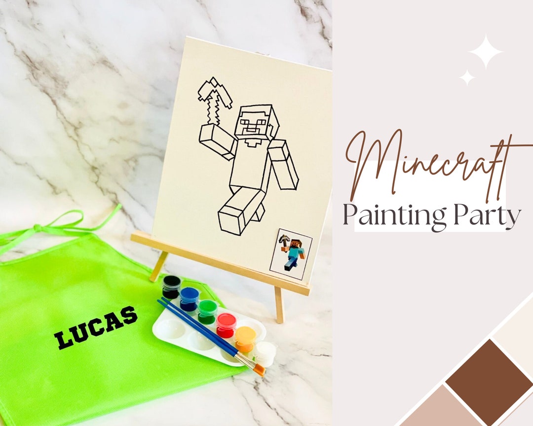 Minecraft Art Canvas Set for Kids Painting Party, Unique Birthday ...