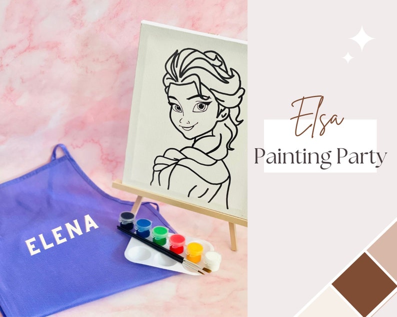 Elsa Painting Party Kit: Pre-drawn Canvas, Brushes & Paints - Etsy