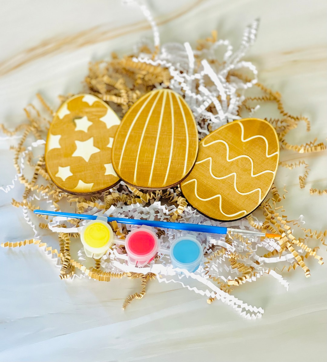 Easter Craft Kit for Kids: Wooden Eggs, Carrot Magnet, Happy Easter ...