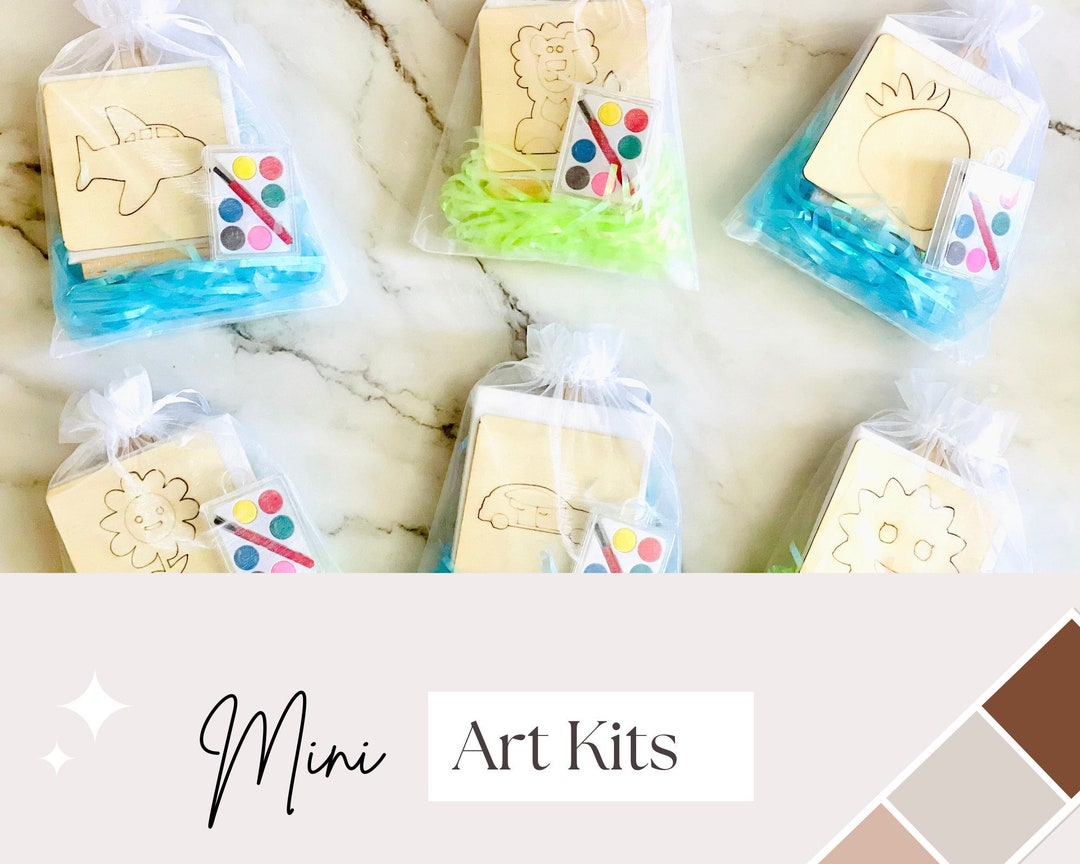 Kids Mini Art Kit With Wooden Stencil for Painting and Craft Activities ...