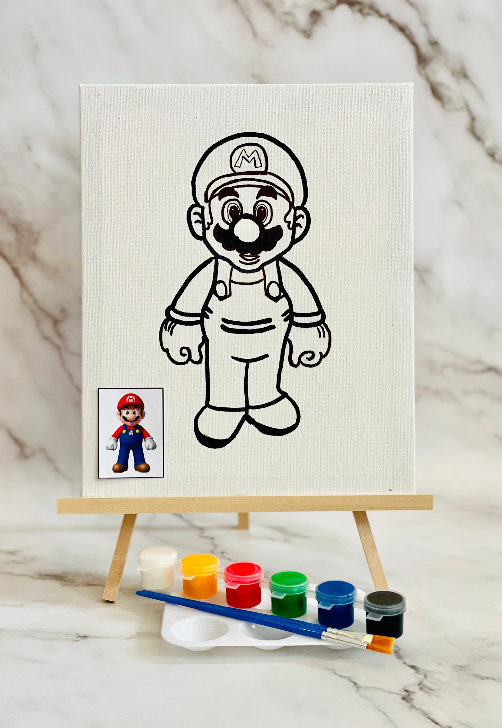 Mariobros, Luigi, Yoshi, Bwoser, Pincess Peach Art Party, Art Kids ...