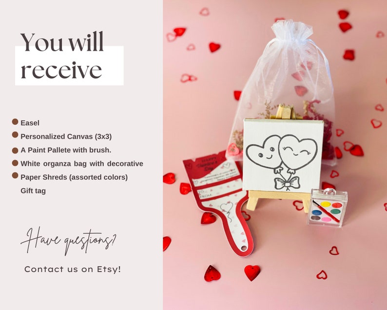 Valentine's Day Mini Painting Kit: Personalized Canvas Art Favors - Etsy