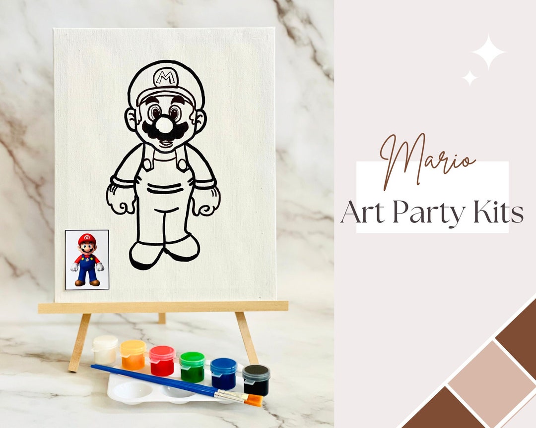 Mario Bros Pre-drawn Canvas Art Kit for Kids Parties - Etsy