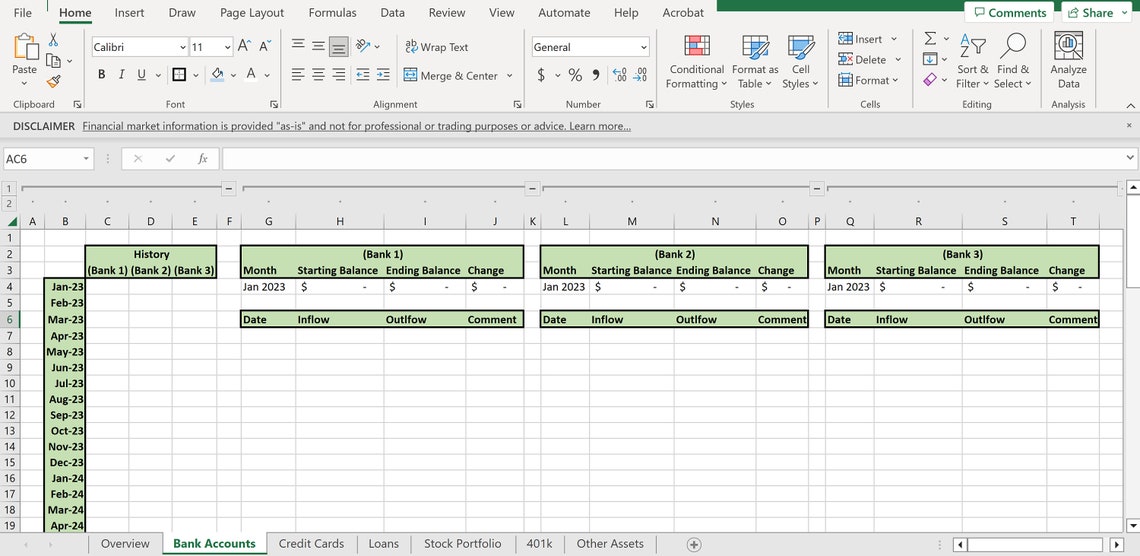 Budget and Net Worth Excel Template - Etsy