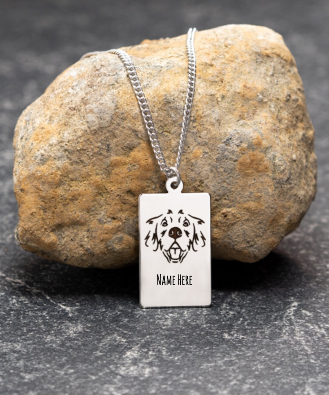 Cute Silver Dog Name Tag - Etsy