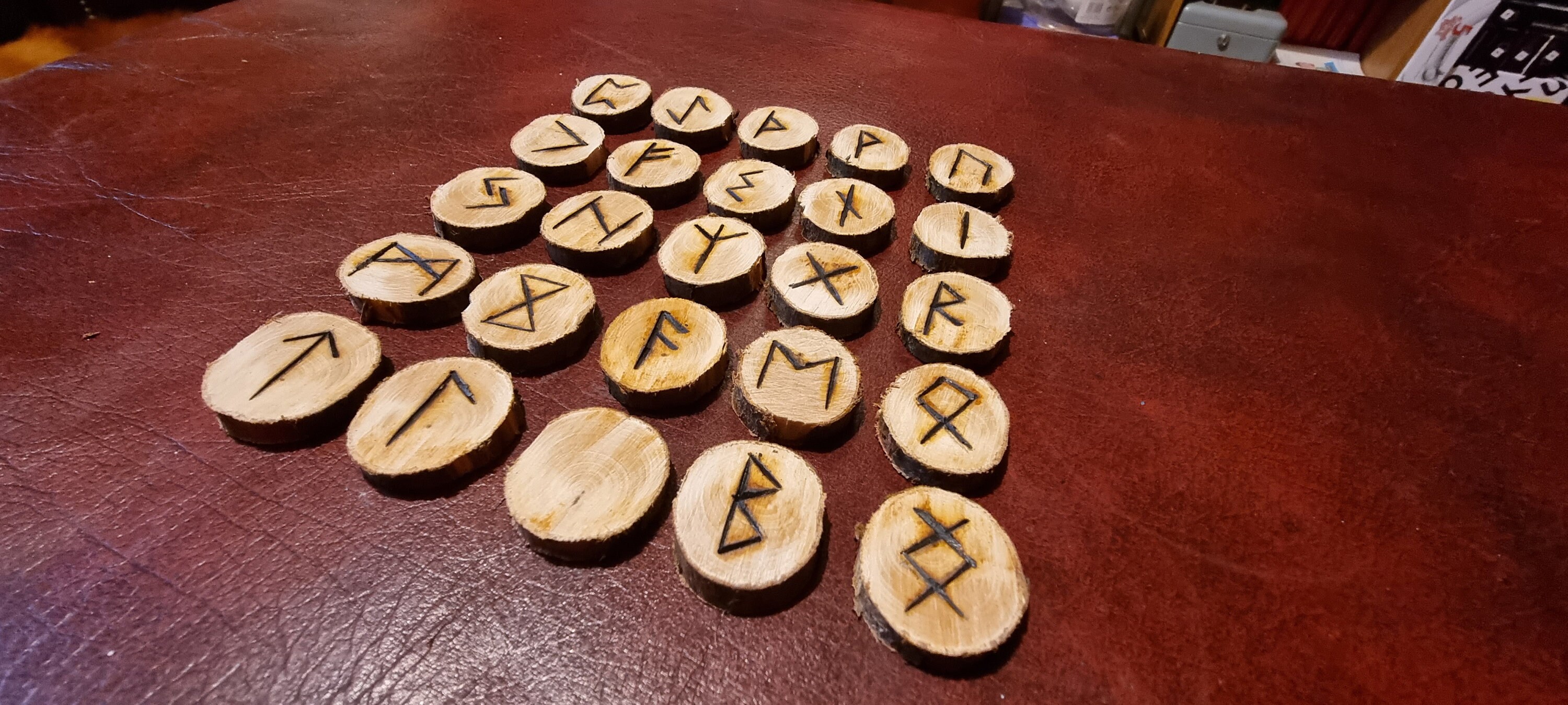Pine Wood Rune Set Norse Elder Futhark Handmade, Hand Carved Pine ...