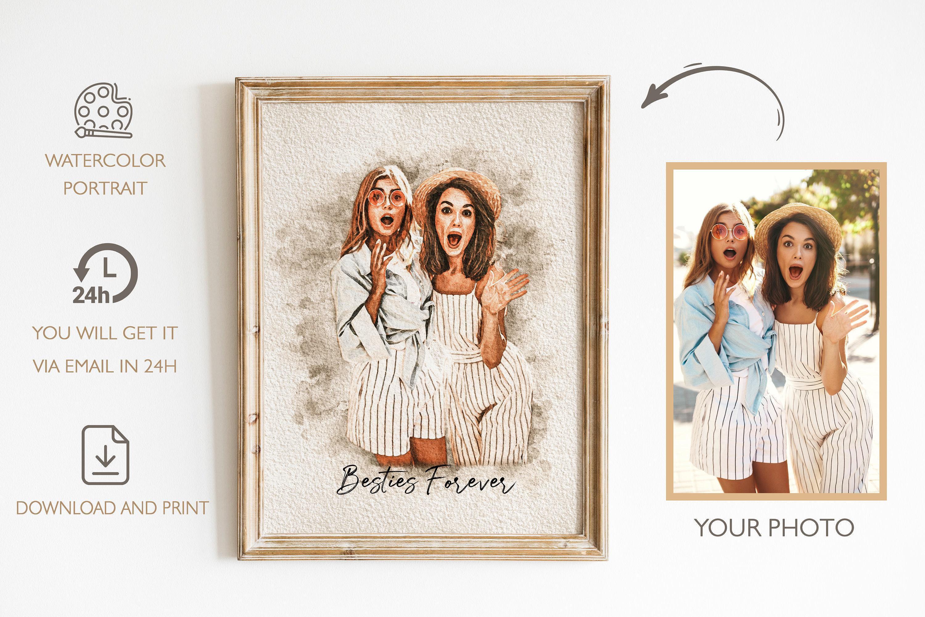 Personalized Friend Watercolor Portrait | Custom Friendship Art Personalized Friend Watercolor Portrait | Custom Friendship Art