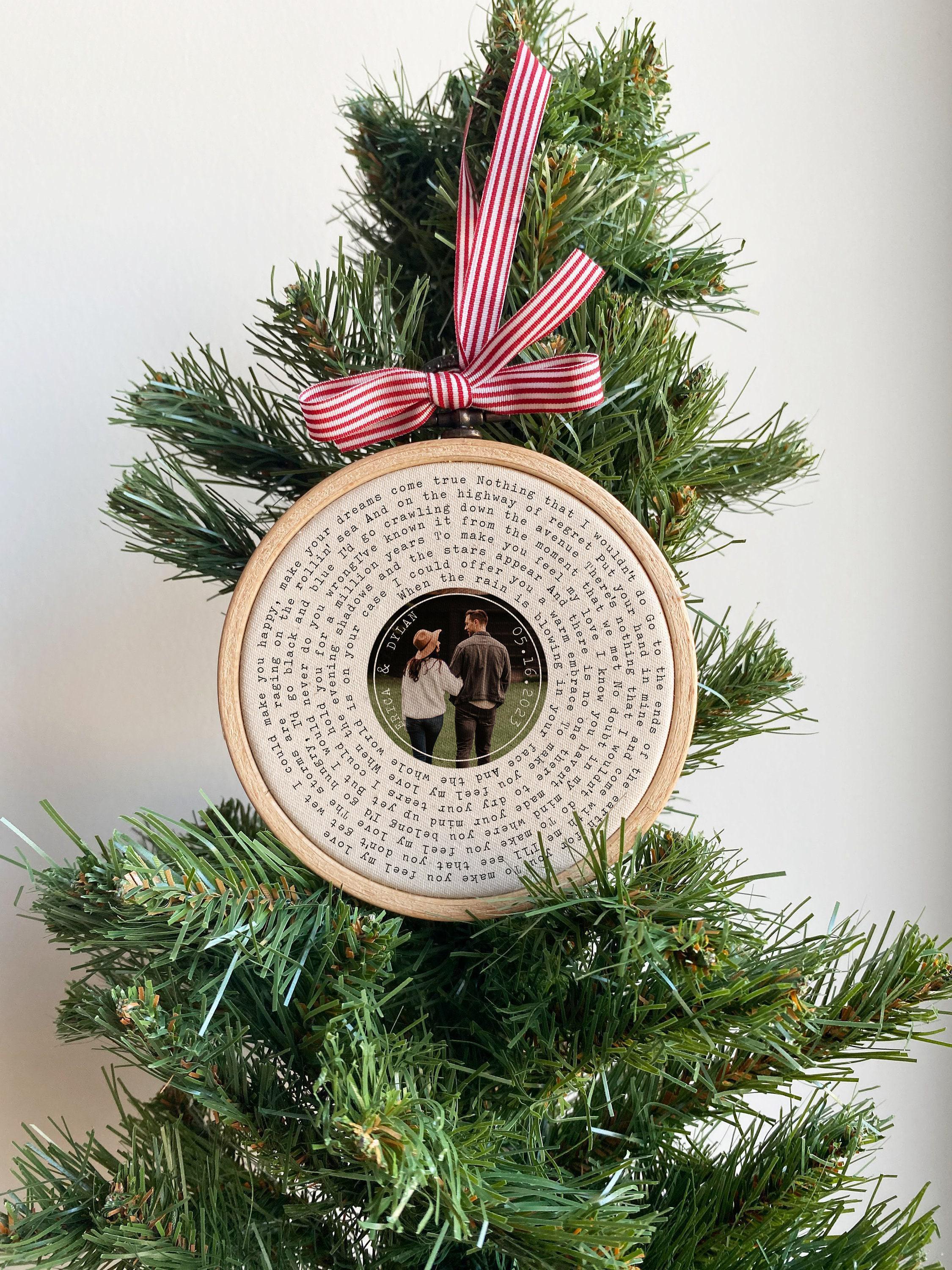 Personalized Song Lyrics Vinyl Record Art: Photo Gift, Beech Wood Hoop Personalized Song Lyrics Vinyl Record Art: Photo Gift, Beech Wood Hoop