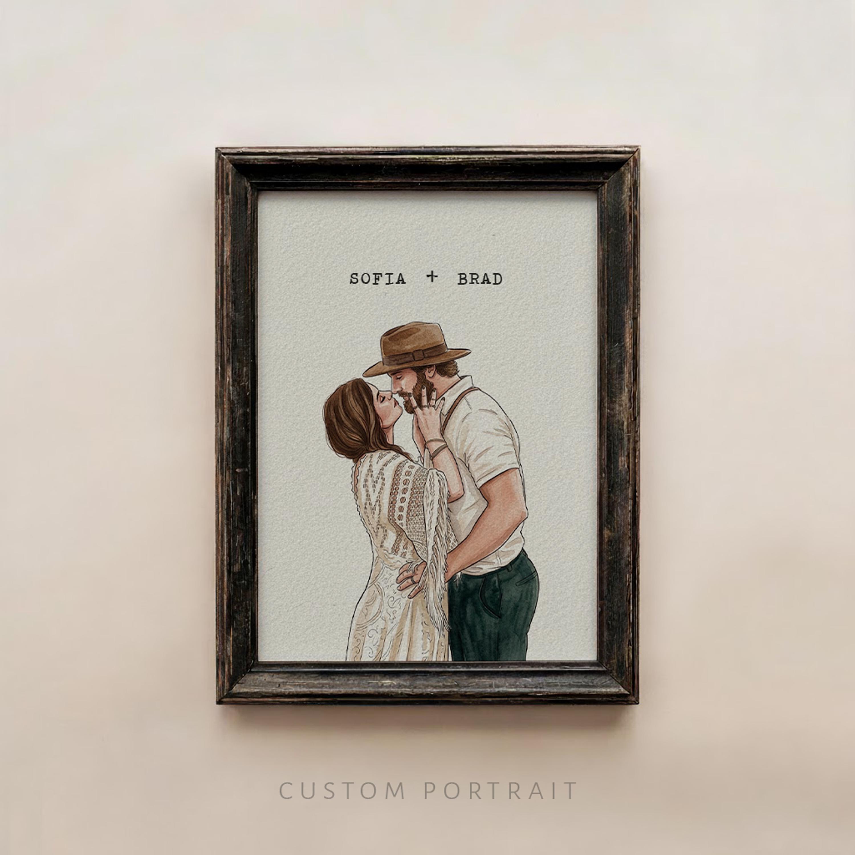 Custom Wedding Portrait | Watercolor Couple Illustration | Personalized Wedding Gift | Digital Download | First Anniversary Art Print