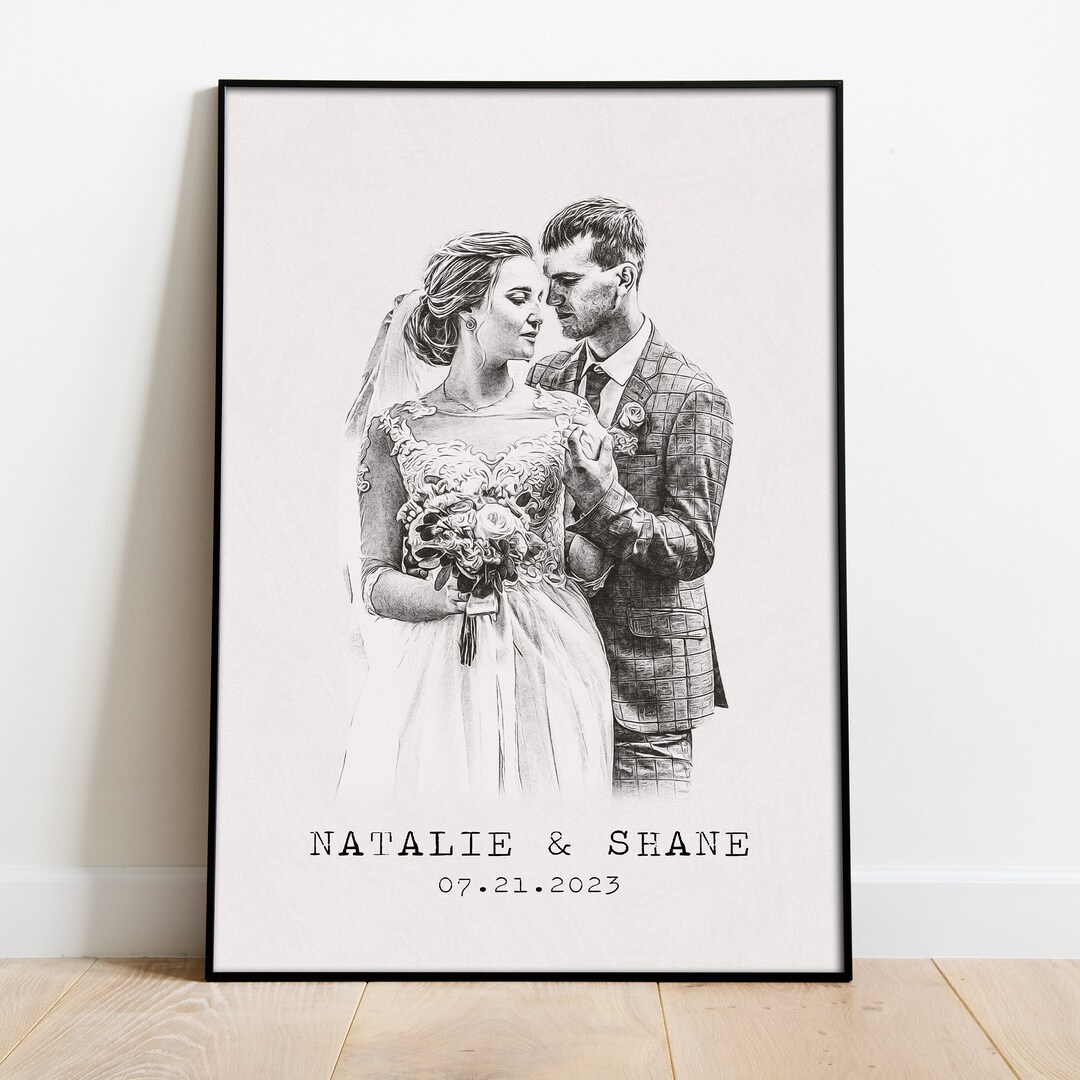 Custom Pencil Sketch Portrait From Your Photo Digital Sketch Art Print ...