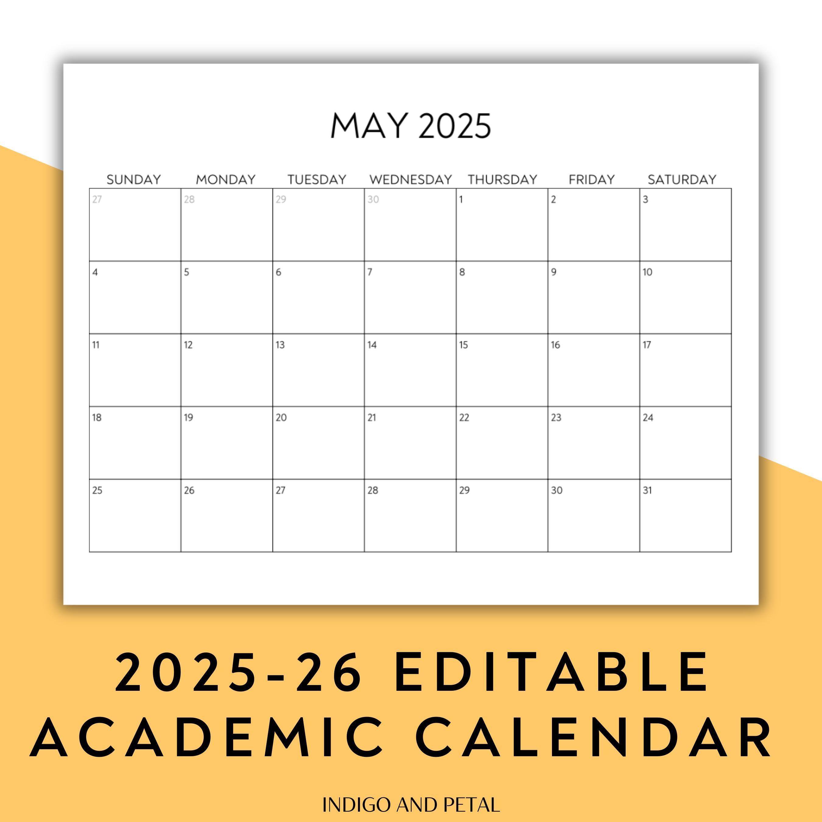 2025/2026 Academic Calendar | Editable Calendar | Calendar Template ...